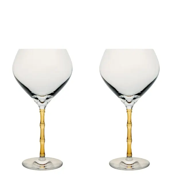 La DoubleJ Set Of 2 Bamboo Martini Glasses - Yellow