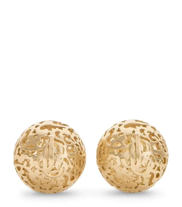 JIMMY CHOO Lace Sphere Logo Stud Earrings - Gold
