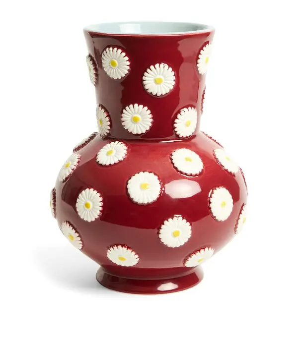 La DoubleJ Ceramic Daisy Vase - Burgundy