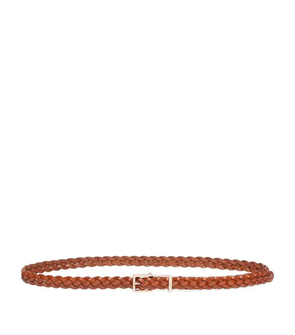 Max Mara Leather Woven Belt - Red
