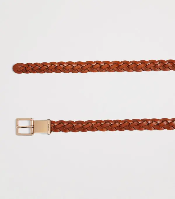 Max Mara Leather Woven Belt - Red