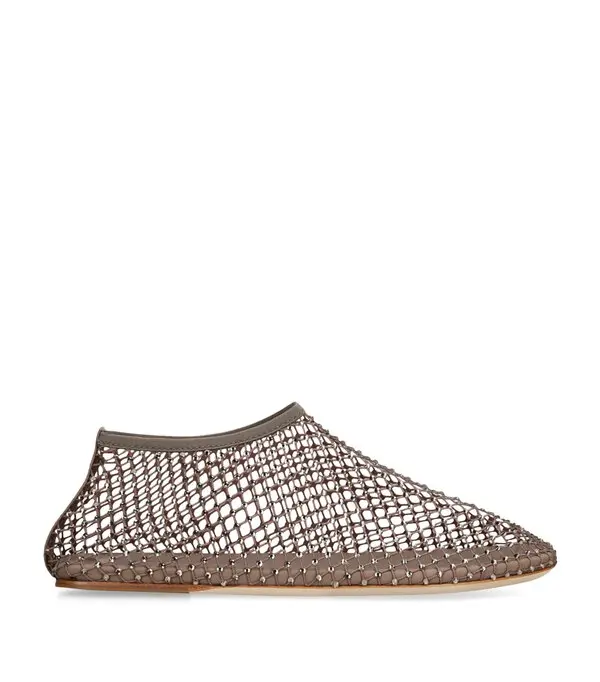 Christopher Esber Mesh Embellished Ballerina Flats - Brown