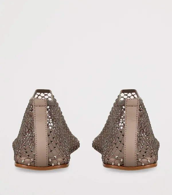 Christopher Esber Mesh Embellished Ballerina Flats - Brown