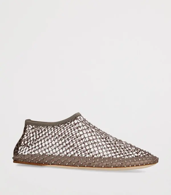 Christopher Esber Mesh Embellished Ballerina Flats - Brown