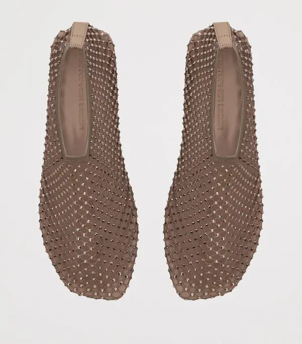 Christopher Esber Mesh Embellished Ballerina Flats - Brown