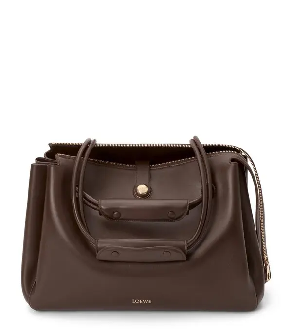 Loewe Large Grained Leather Madrid Shoulder Bag - Brown