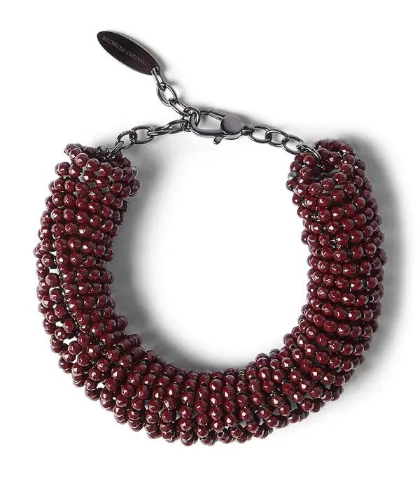 Brunello Cucinelli Sterling Silver Beaded Bracelet - Red