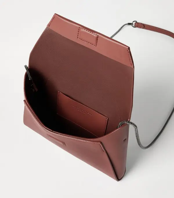 Brunello Cucinelli Leather Pochette Clutch - Red