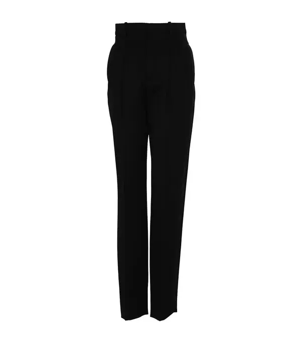 Saint Laurent Wool Tapered Trousers - Black