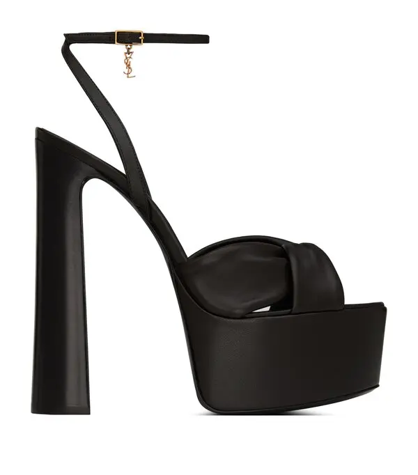 Saint Laurent Leather Franciane Platform Sandals 105 - Brown