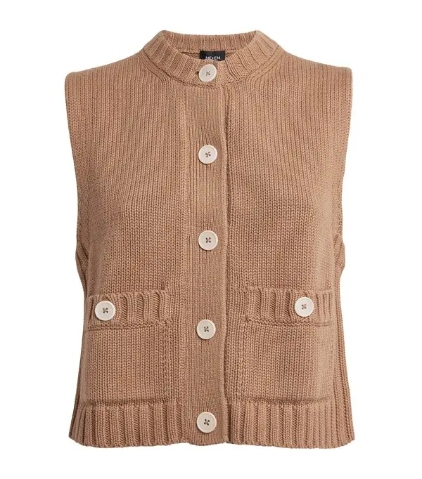 ME+EM Organic Cotton Buttoned Vest - Brown