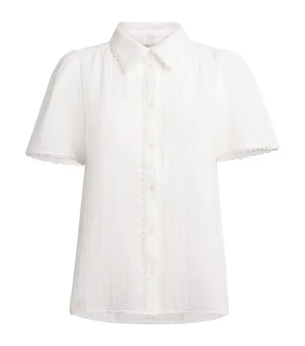 ME+EM Cotton Cheesecloth Blouse - White