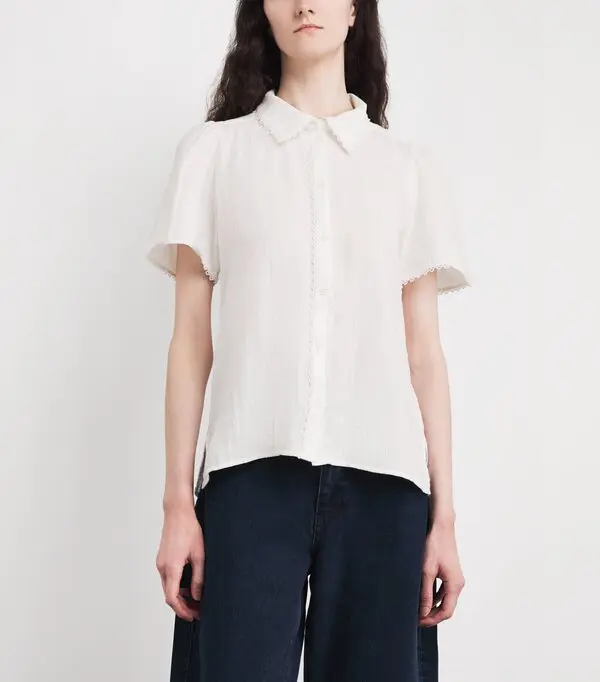 ME+EM Cotton Cheesecloth Blouse - White