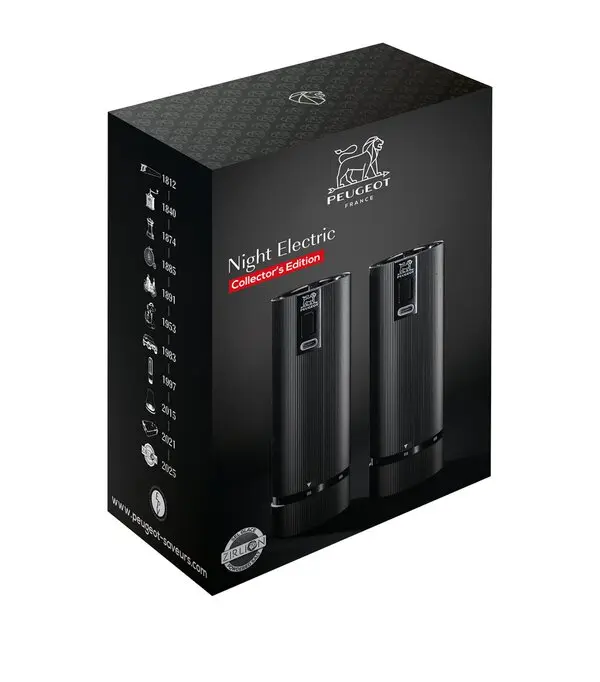 PEUGEOT Night Electric Salt And Pepper Mill Set - Black