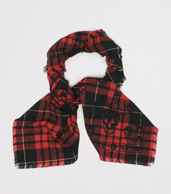 Alexander McQueen Cotton-silk Tartan Skull Scarf