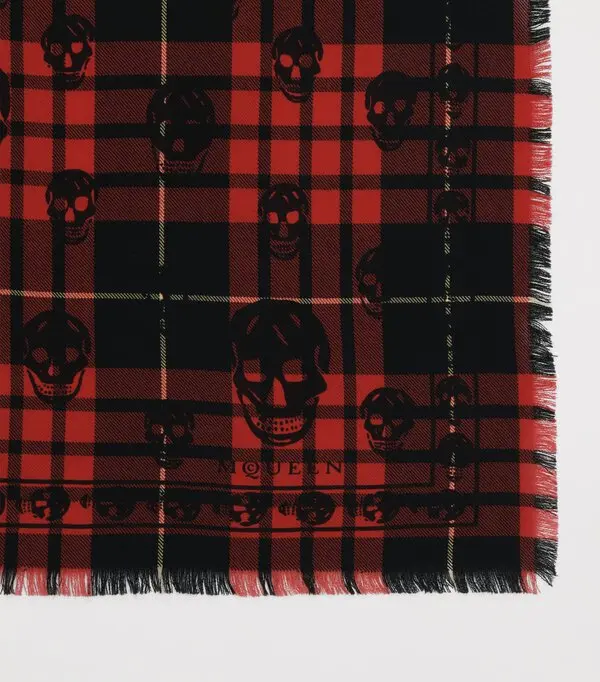 Alexander McQueen Cotton-silk Tartan Skull Scarf