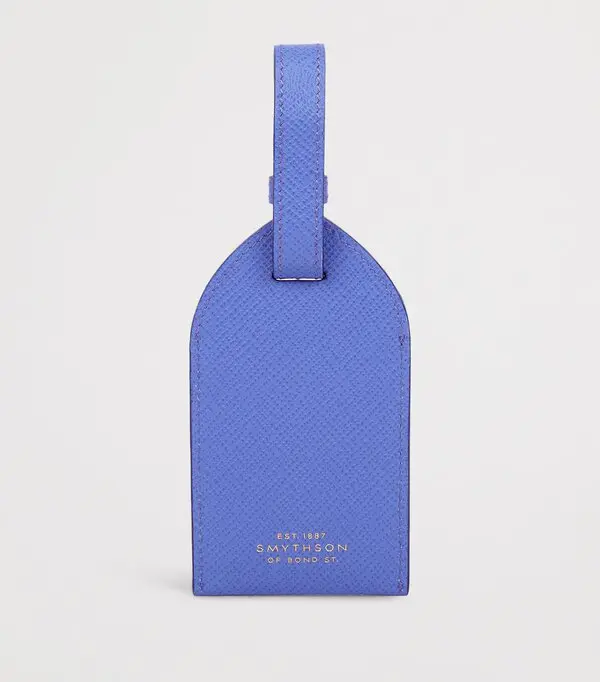 Smythson Calfskin Panama Luggage Tag - Purple