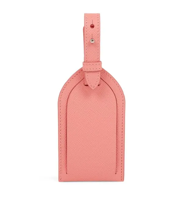 Smythson Calfskin Panama Luggage Tag - Pink