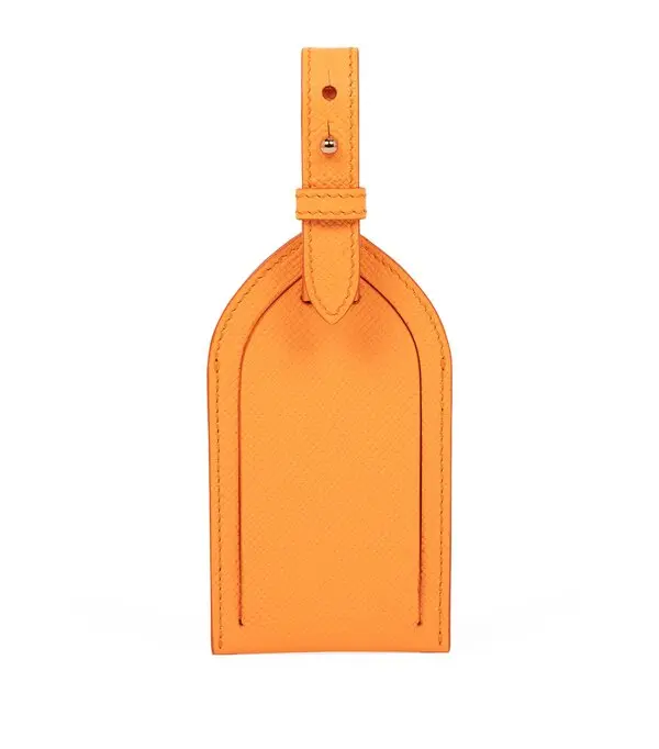 Smythson Calfskin Panama Luggage Tag - Orange
