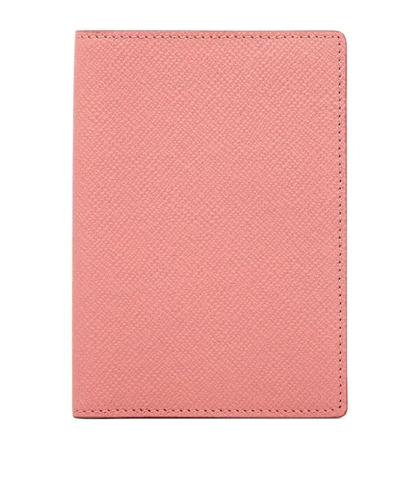 Smythson Calfskin Panama Passport Cover - Pink