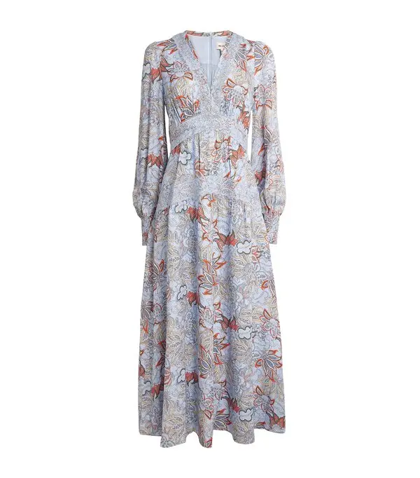 ME+EM Silk Paisley Maxi Dress - Blue