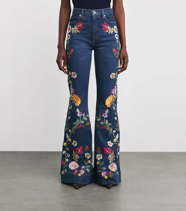 Alice + Olivia Embroidered Bootcut Jeans