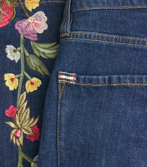 Alice + Olivia Embroidered Bootcut Jeans