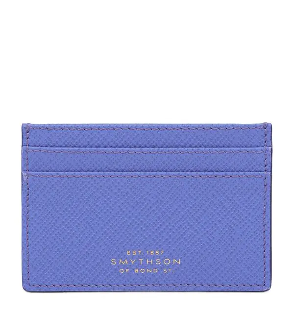 Smythson Calfskin Panama Card Holder - Purple