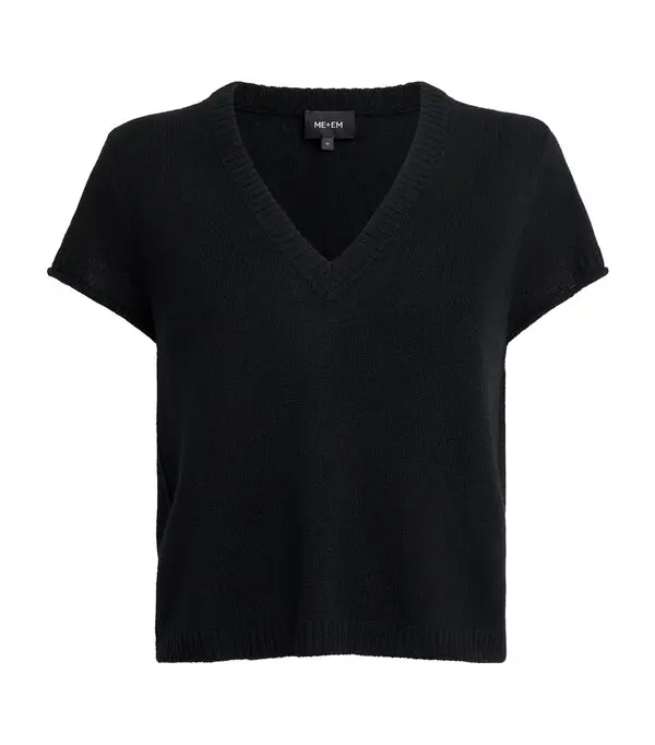 ME+EM Cashmere Shrunken Baby T-shirt Sweater - Black