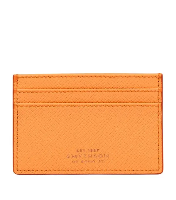 Smythson Calfskin Panama Card Holder - Orange