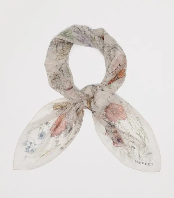 Alexander McQueen Silk Spider Floral Scarf - Ivory