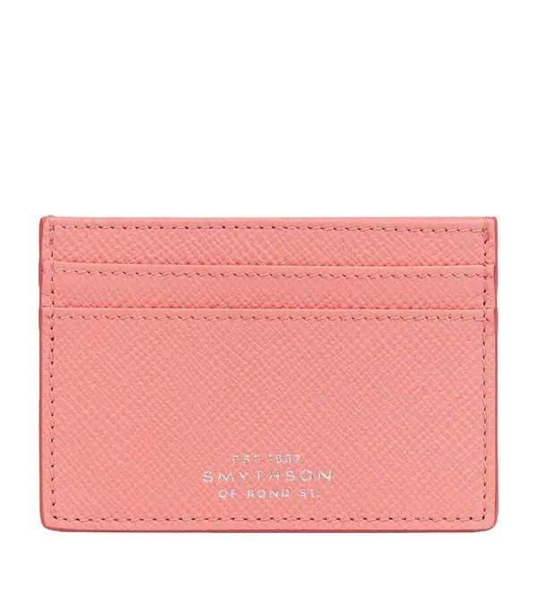 Smythson Calfskin Panama Card Holder - Pink