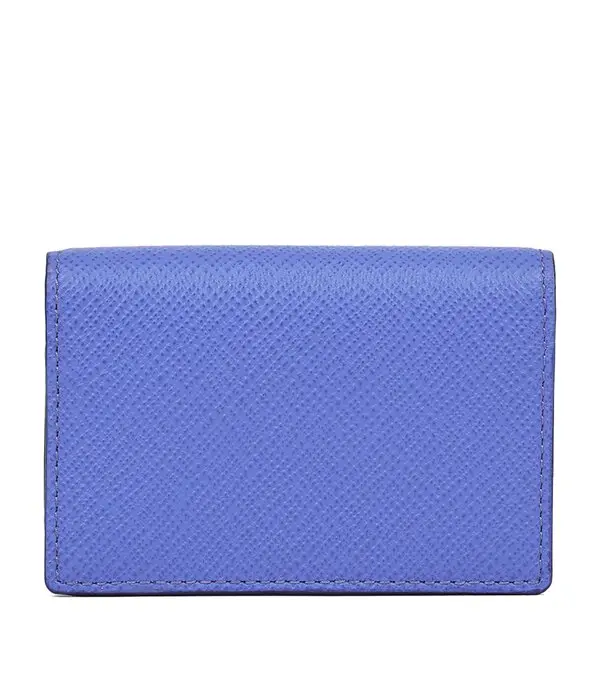 Smythson Calfskin Panama Folded Card Holder - Purple