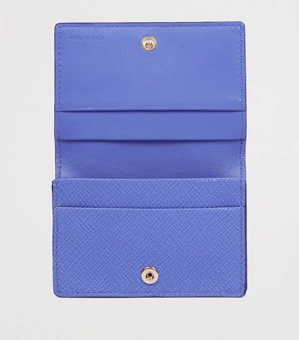 Smythson Calfskin Panama Folded Card Holder - Purple