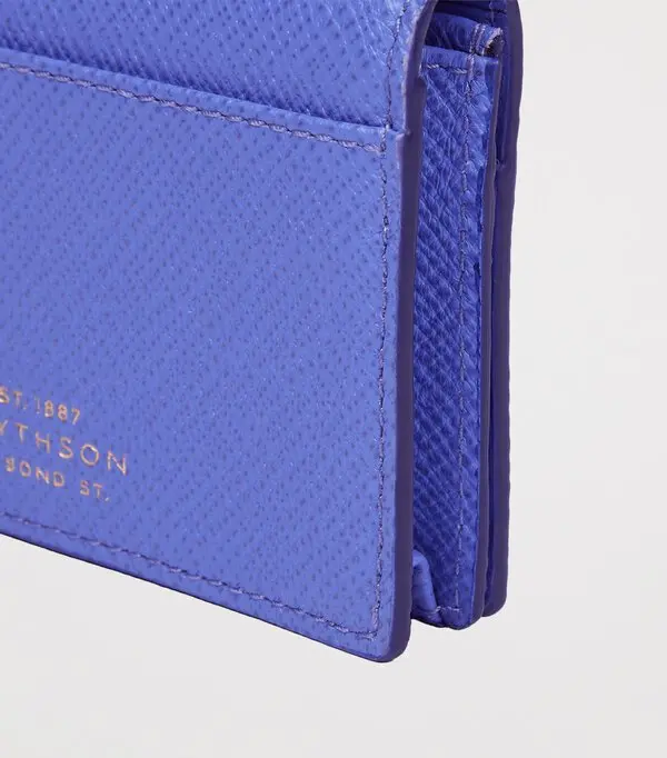 Smythson Calfskin Panama Folded Card Holder - Purple
