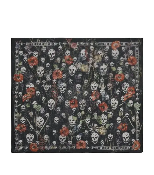 Alexander McQueen Silk Spider Floral Scarf - Black