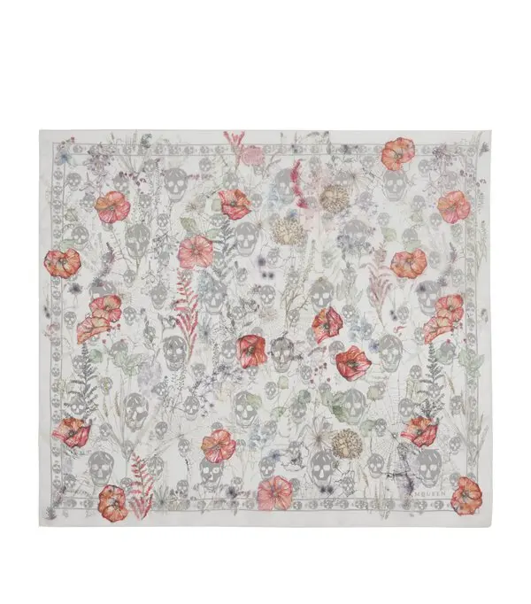 Alexander McQueen Silk Spider Floral Scarf - Ivory