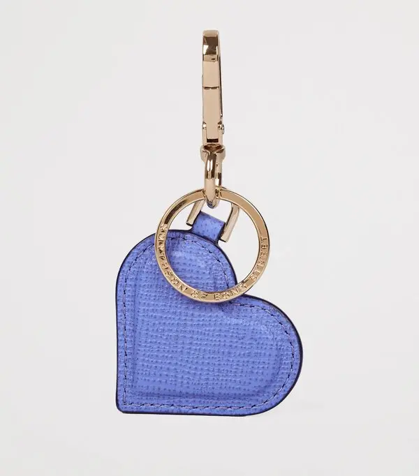 Smythson Calfskin Panama Heart Keyring - Purple
