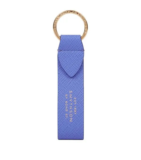 Smythson Calfskin Panama Keyring - Purple