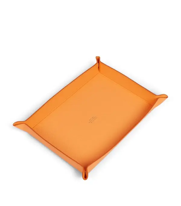 Smythson Large Panama Rectangular Trinket Tray - Orange