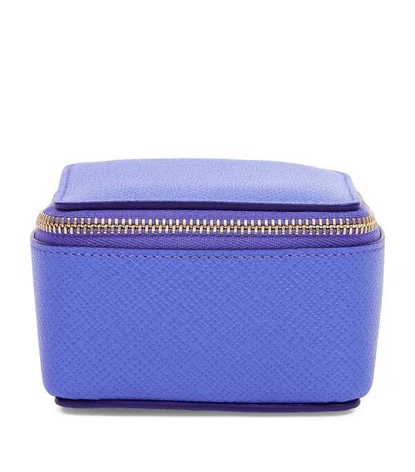 Smythson Medium Calfskin Panama Trinket Case - Purple