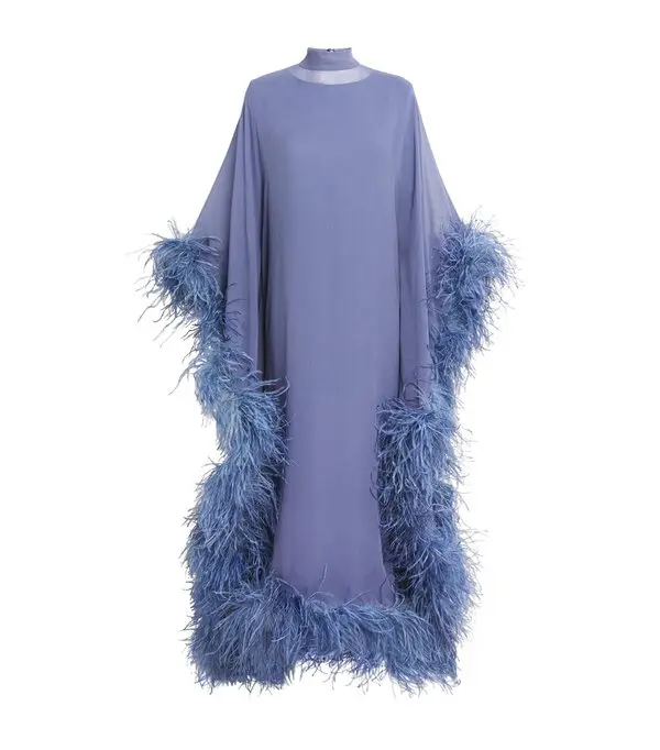 TALLER MARMO Silk Casta Diva Royale Kaftan Maxi Dress - Blue