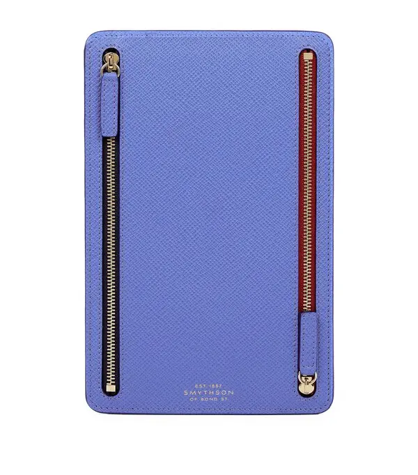 Smythson Calfskin Panama Multi-zip Case - Purple