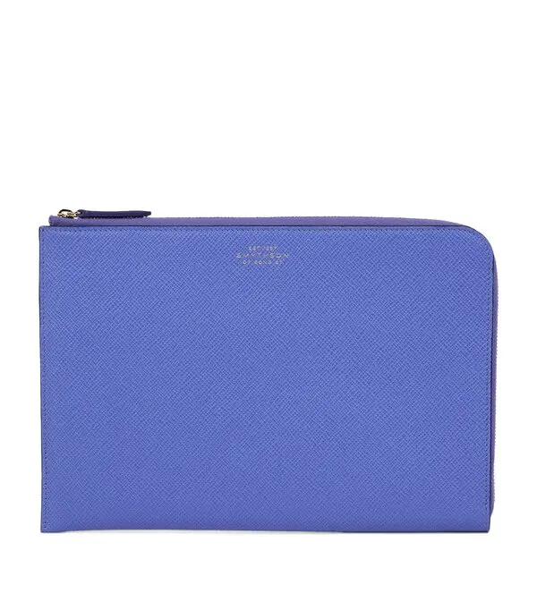 Smythson Panama Leather Slim Pouch - Purple
