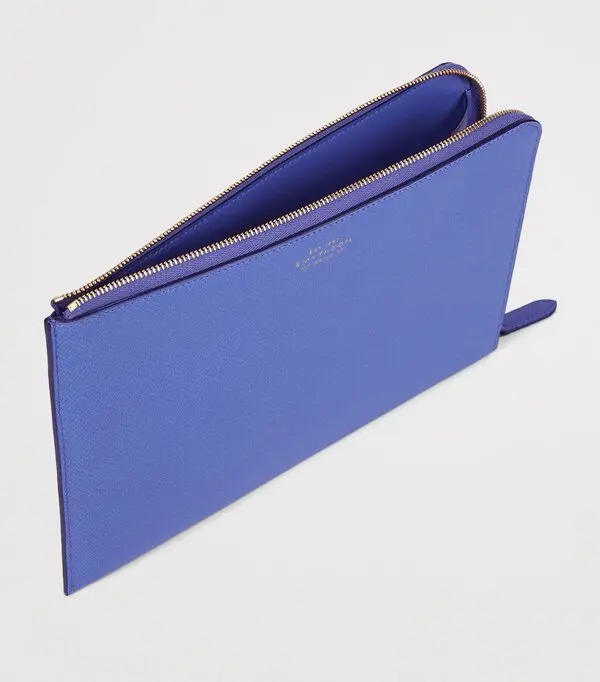 Smythson Panama Leather Slim Pouch - Purple