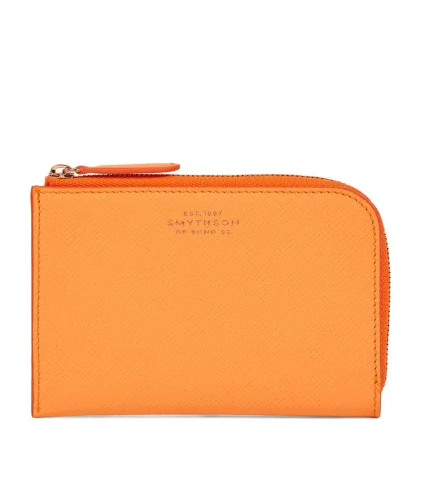 Smythson Small Panama Leather Flat Pouch - Orange