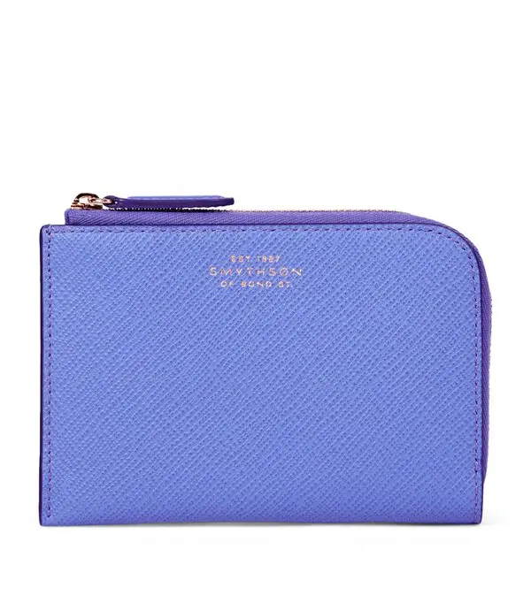 Smythson Small Panama Leather Flat Pouch - Purple