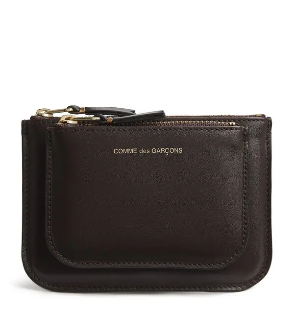 Comme Des Garçons Medium Leather Outside Pocket Wallet - Brown