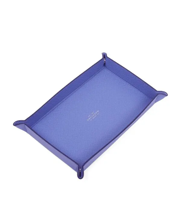 Smythson Small Leather Panama Rectangular Trinket Tray - Purple