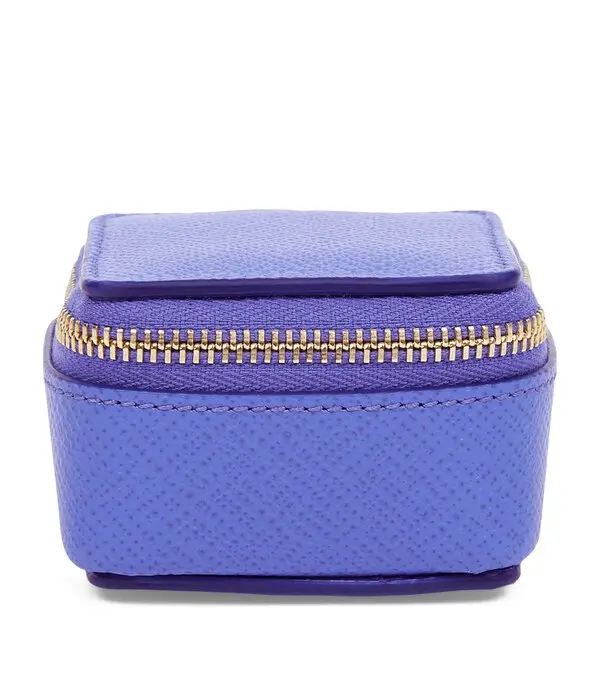 Smythson Small Panama Leather Trinket Case - Purple